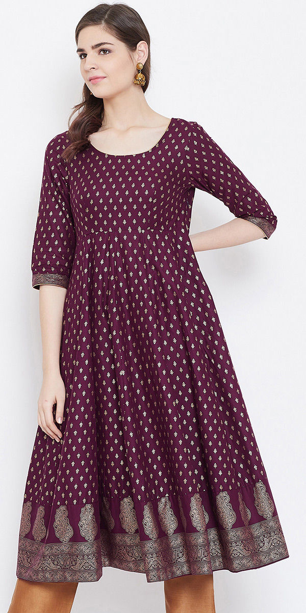 Casual Purple and Violet color Cotton fabric Kurti : 1726774