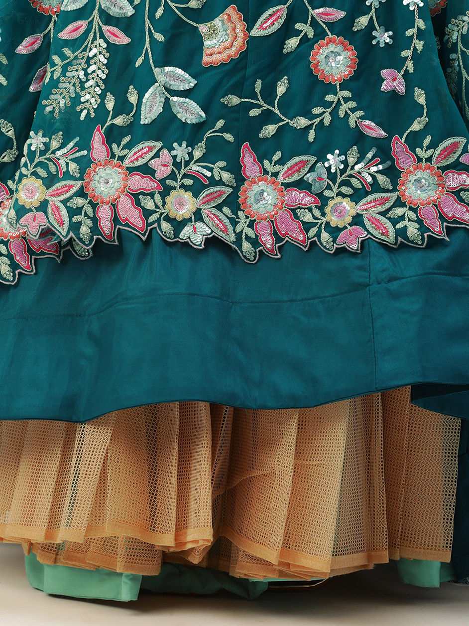 Reception, Wedding Blue color Net fabric Lehenga : 1854496