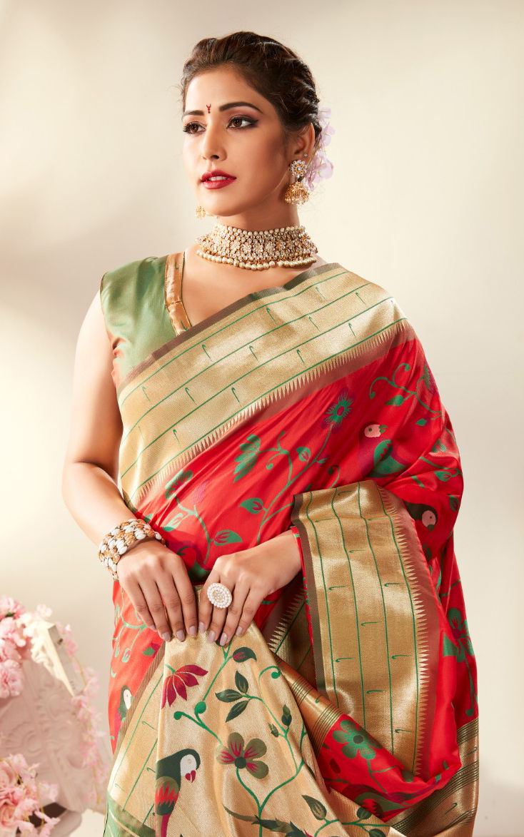 Traditional, Wedding Red and Maroon color Banarasi Silk, Silk fabric ...