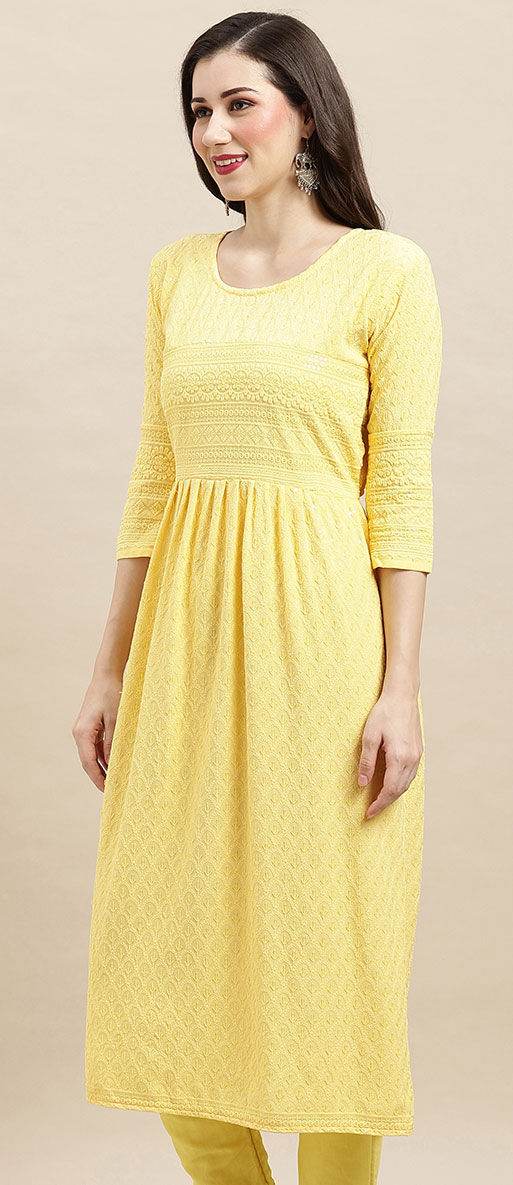 Casual Yellow color Rayon fabric Kurti : 1865117