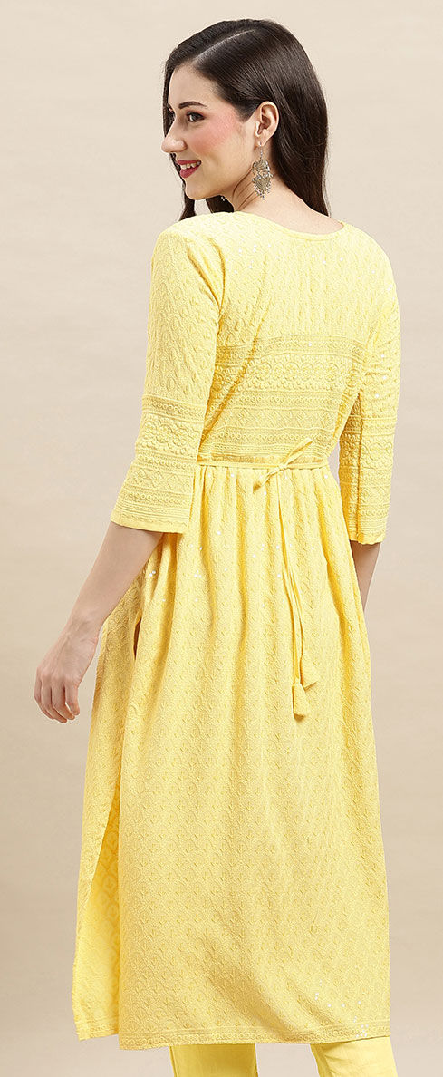 Casual Yellow color Rayon fabric Kurti : 1865117