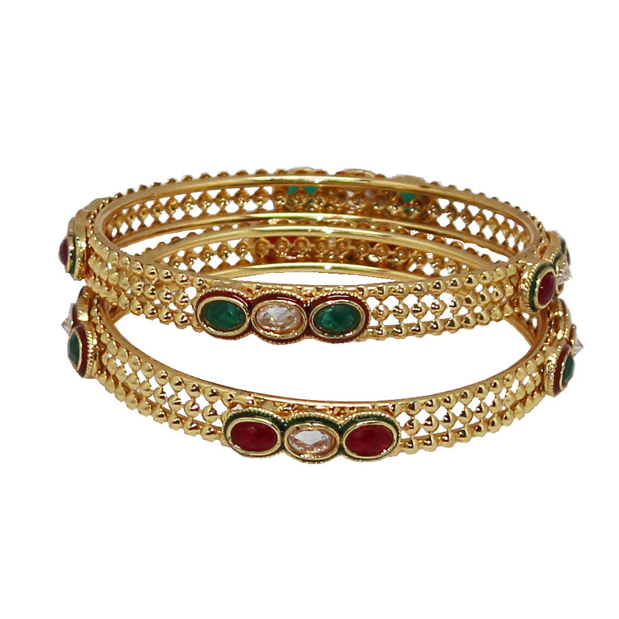 Green, Red and Maroon color Metal Alloy metal Bangles : 322275