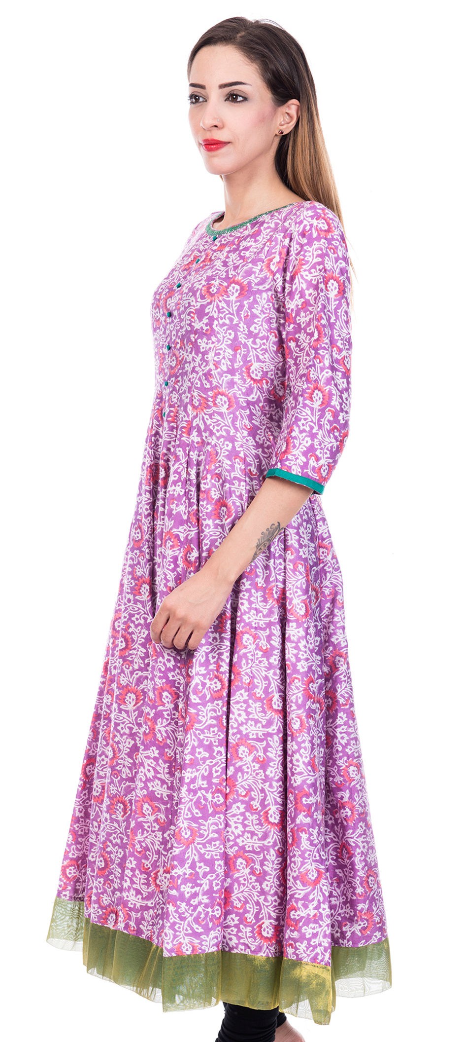 468965: Purple and Violet color family stitched Anarkali style Kurtis