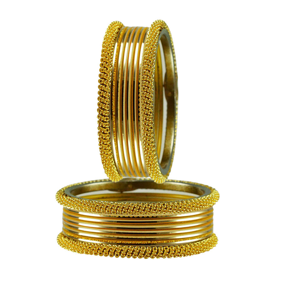 807122: Gold color family Bangles and Gold Rodium Polish work