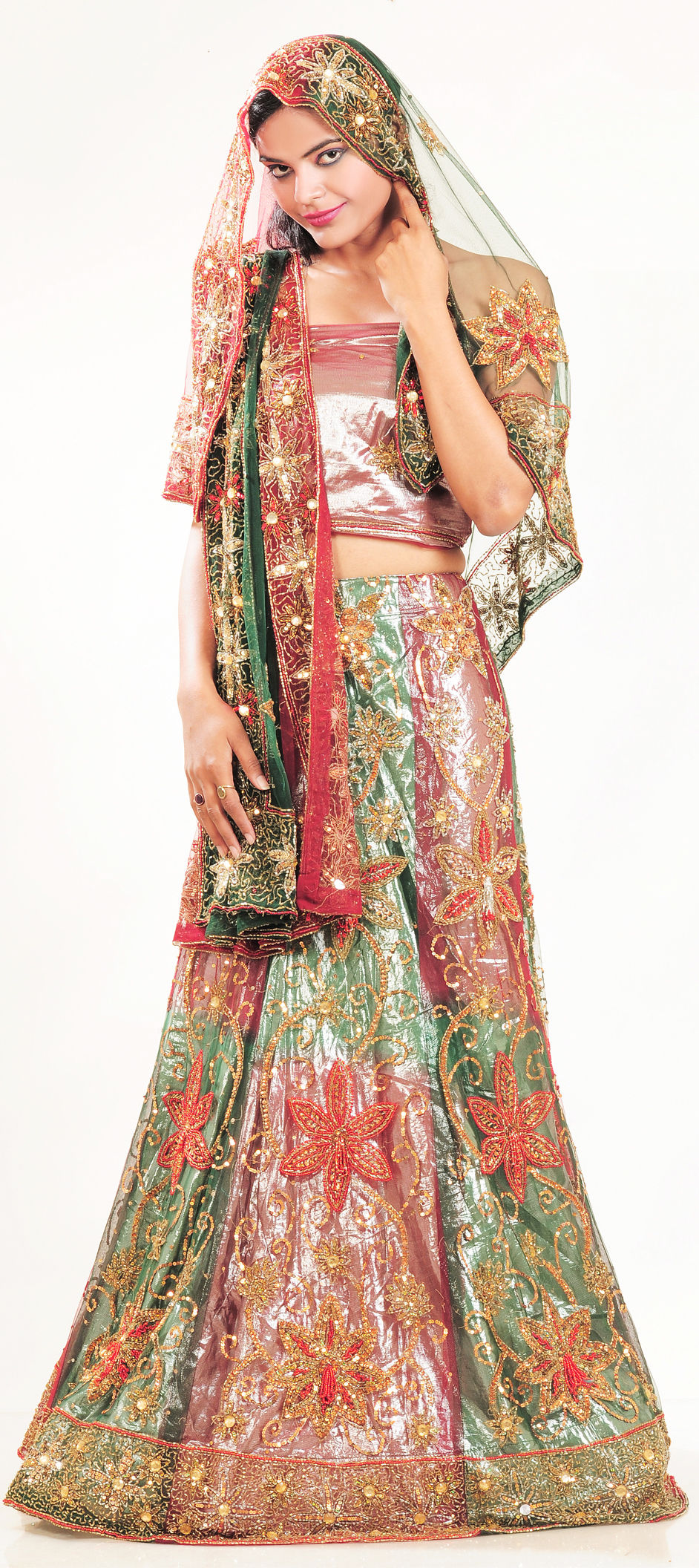 110104: Multicolor color family Wedding Lehnga.