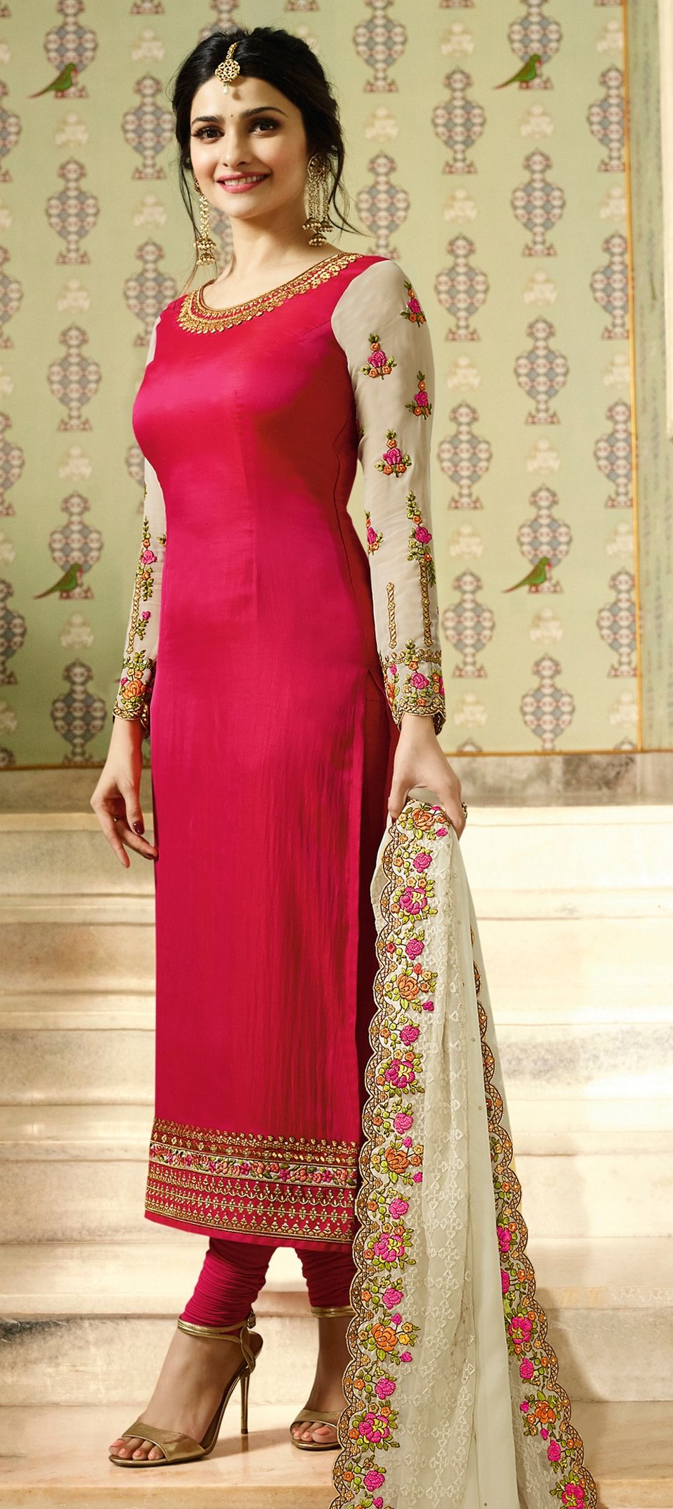 1500265: Red and Maroon color Salwar Kameez