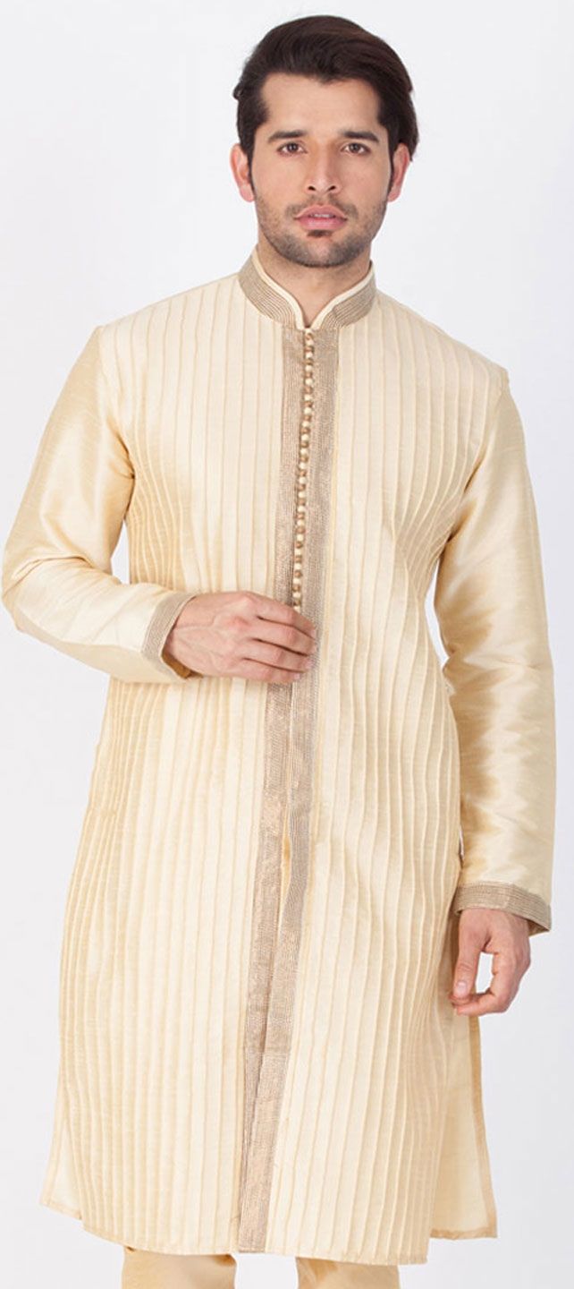Gold color Silk cotton fabric Kurta : 1500672