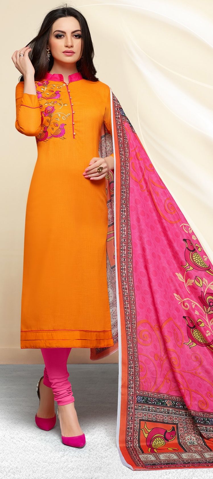 1500684: Orange color Salwar Kameez