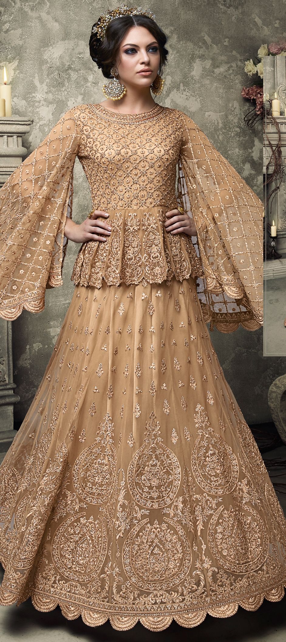 1501033: Beige and Brown color gown