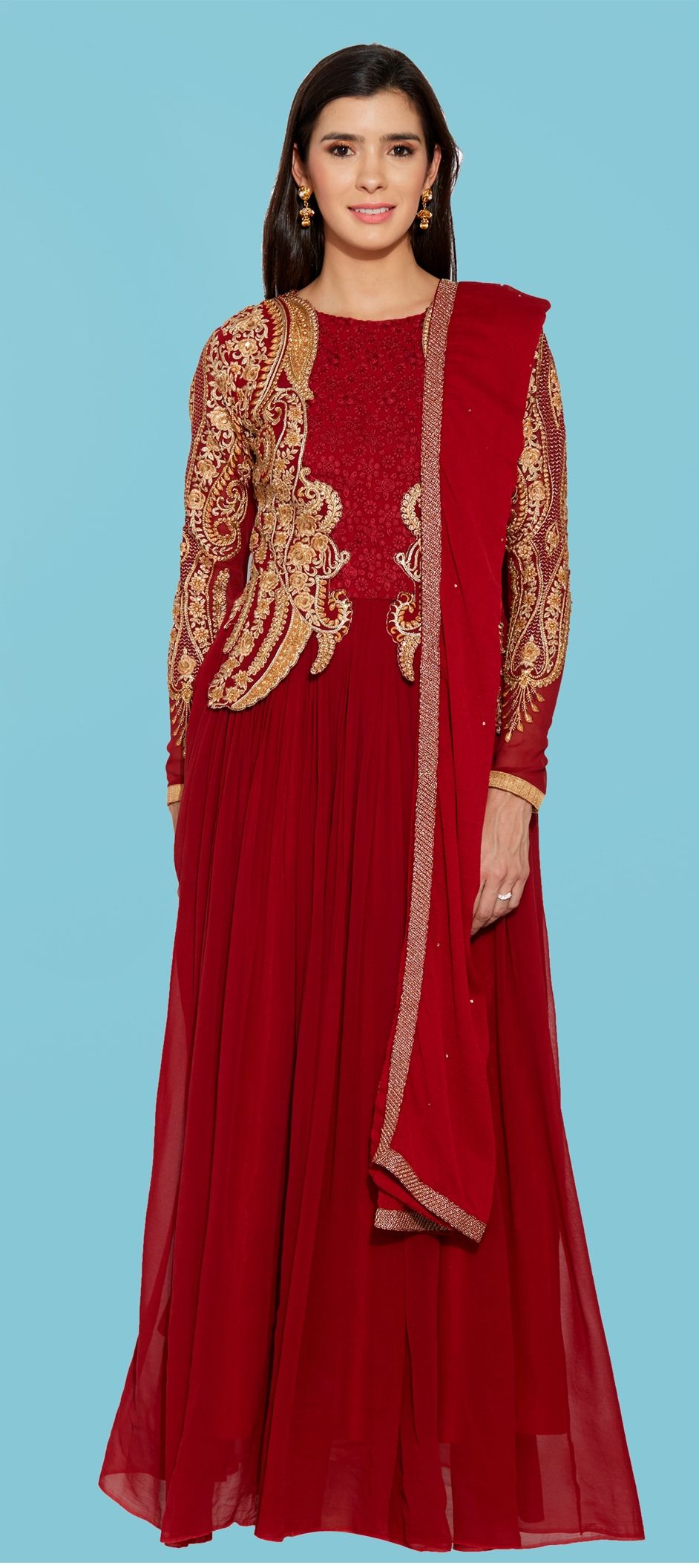 1501361: Red and Maroon color Salwar Kameez