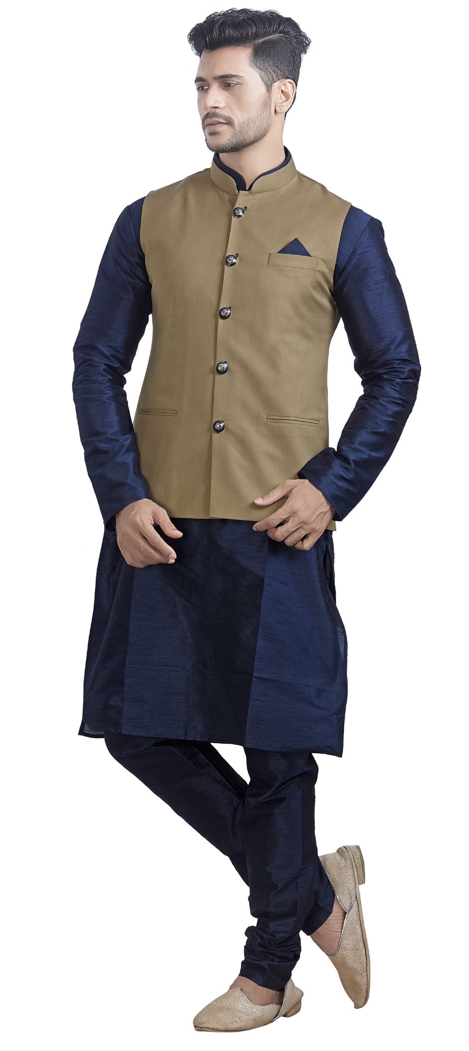 1501480: Blue color Rayon, Silk fabric Kurta Pyjama with Jacket