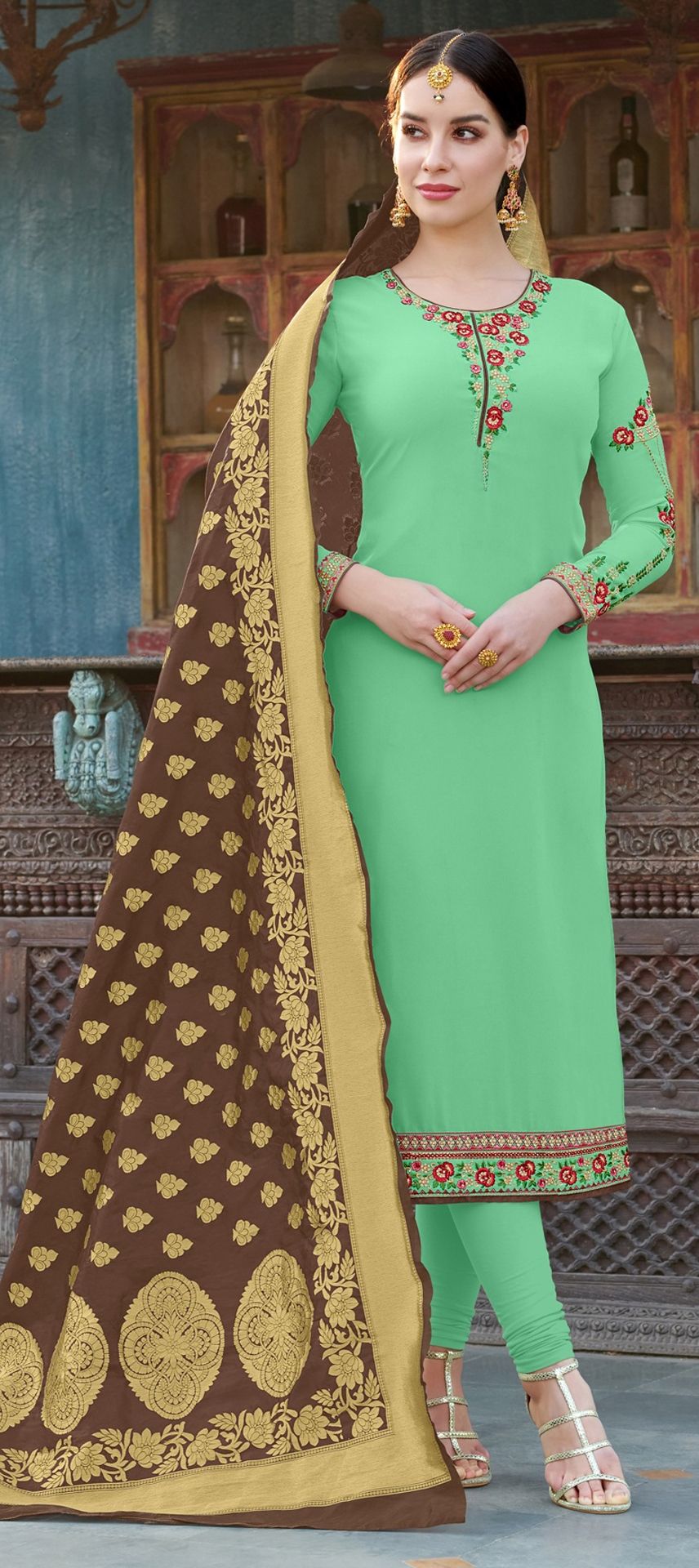 1501772: Green color Salwar Kameez