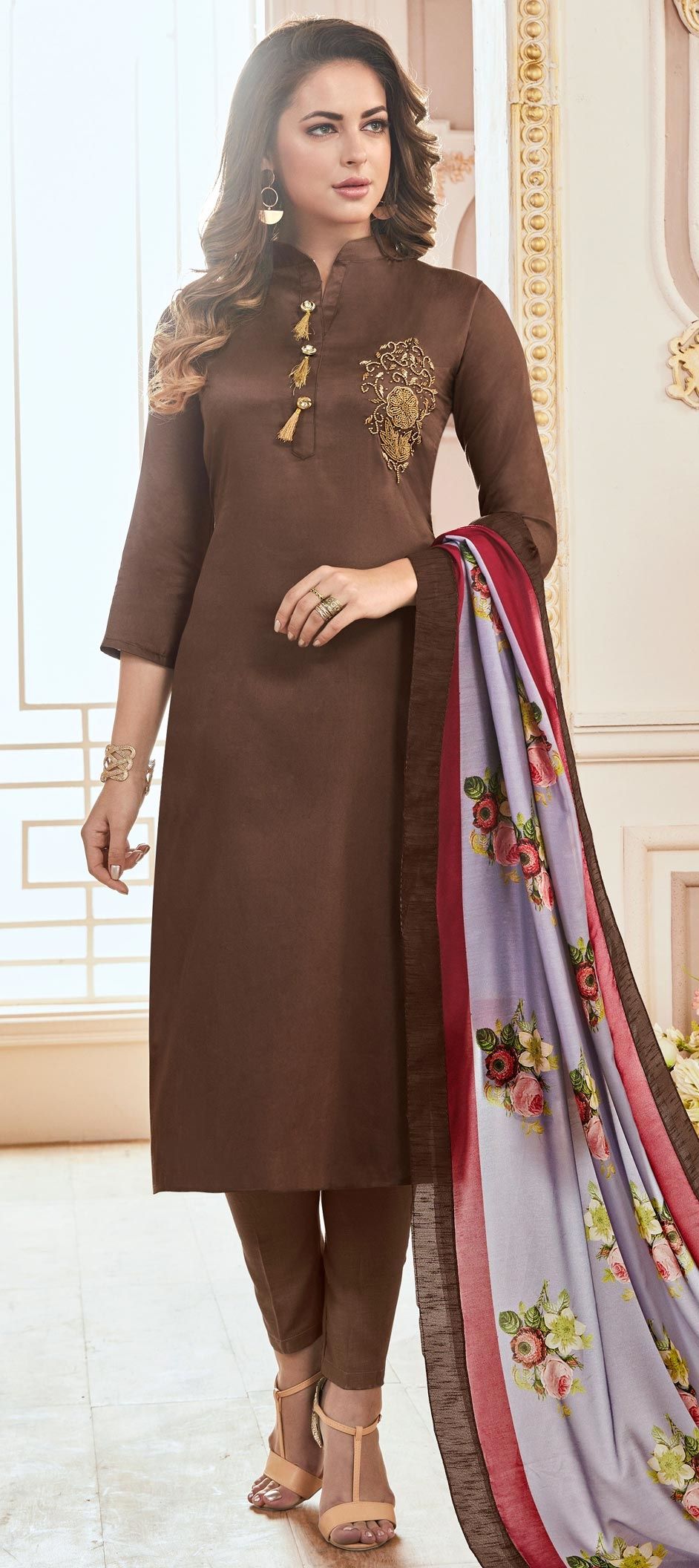 1502590: Beige and Brown color Salwar Kameez