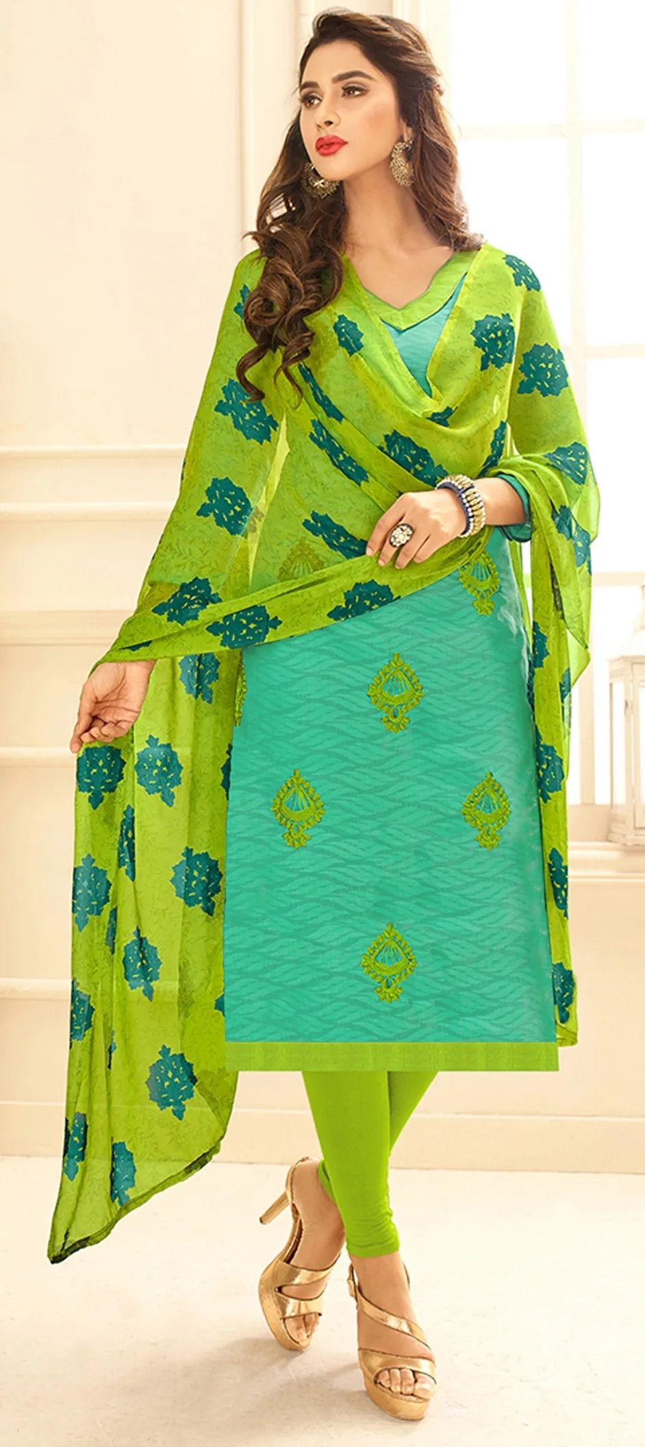 Casual Blue color Jacquard fabric Salwar Kameez : 1502655