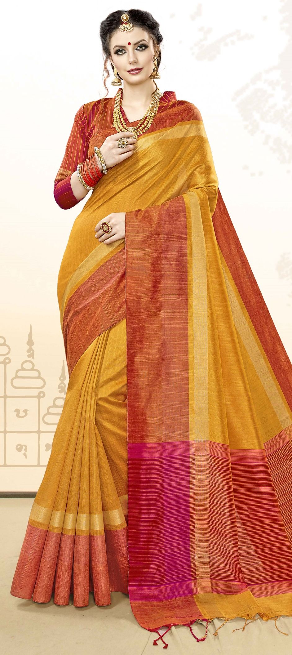 1503425: Yellow color Sarees