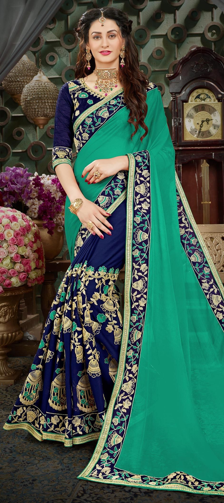 1504049: Blue color Sarees