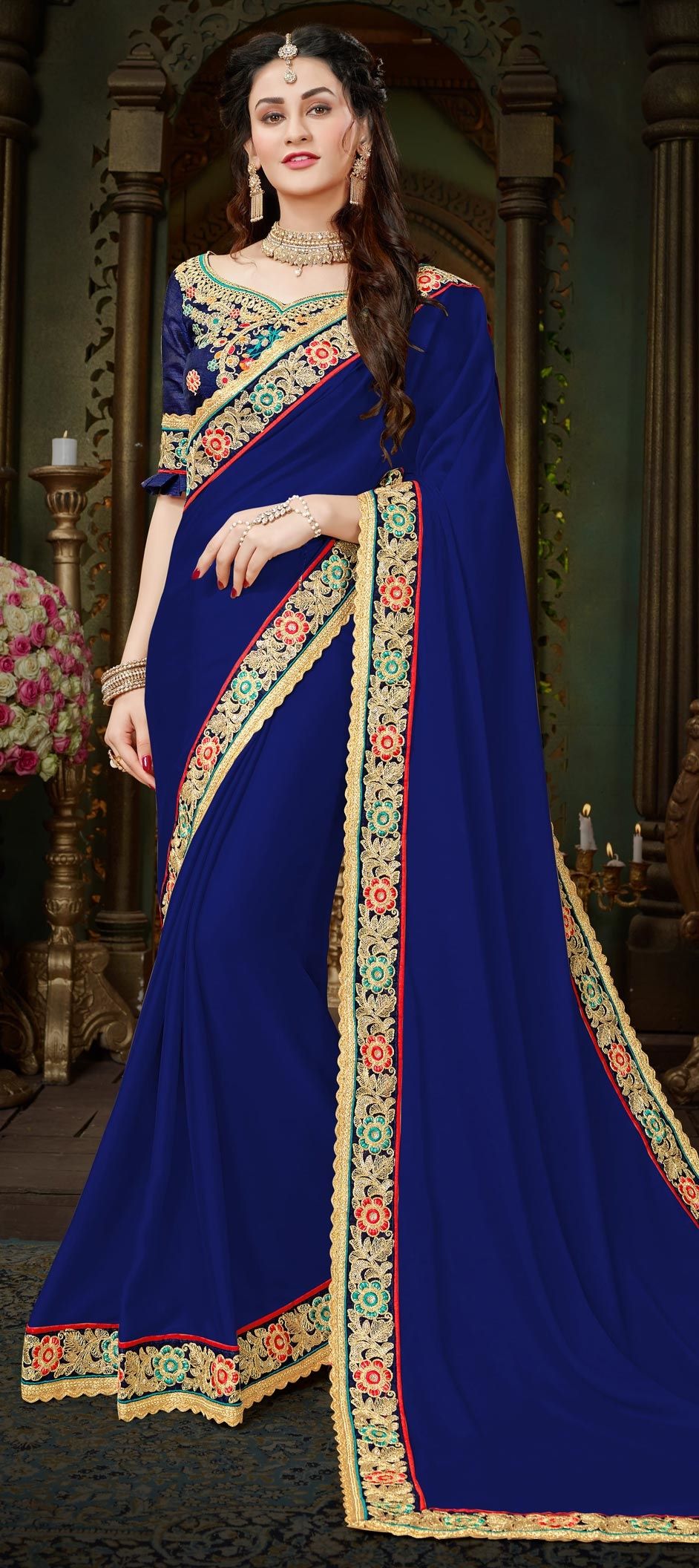 1504071: Blue color Sarees