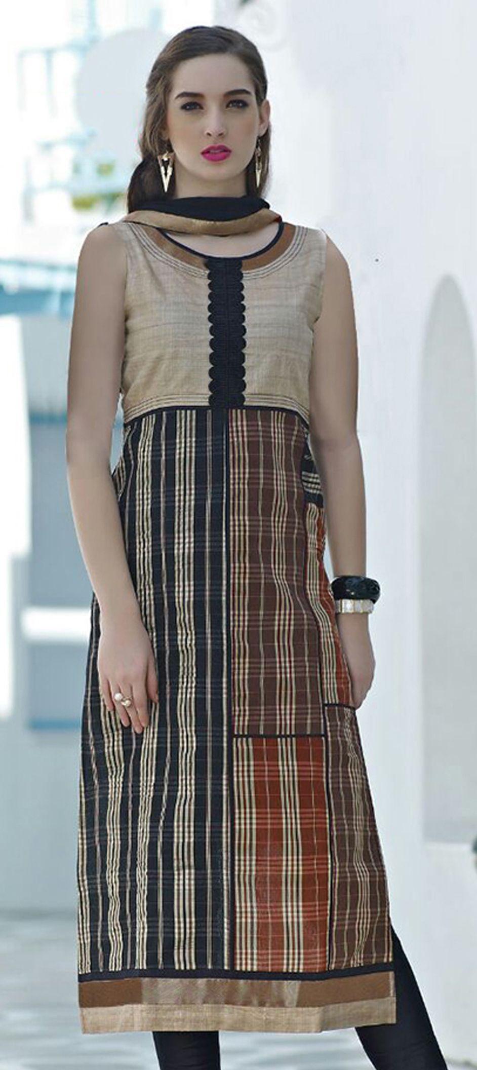 1505286: Casual Multicolor color Taffeta Silk fabric Kurti