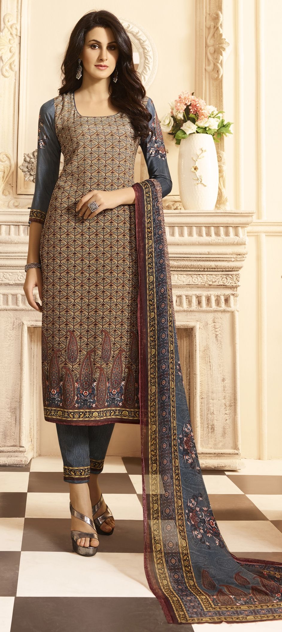 1507587: Casual Multicolor color Crepe Silk fabric Salwar Kameez