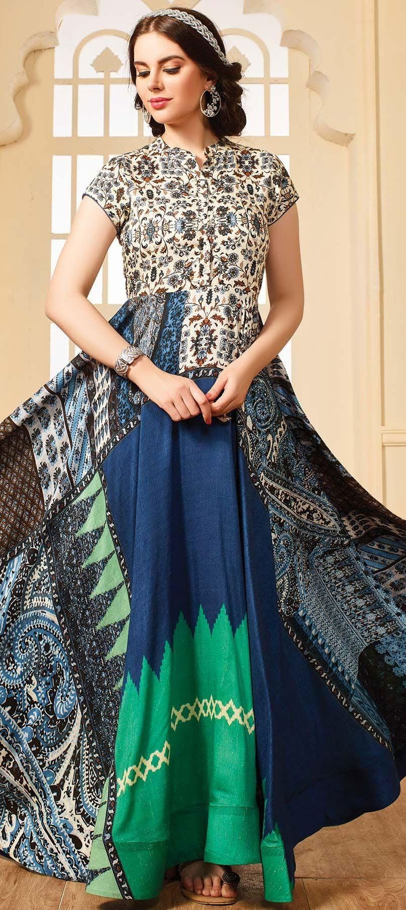 1512600: Casual Multicolor color Milan Silk fabric Gown