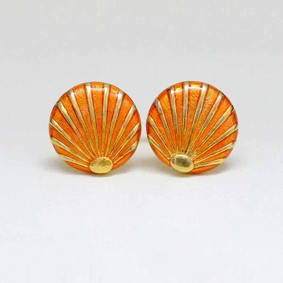 1513934: Gold, Orange color Brass metal Cufflinks