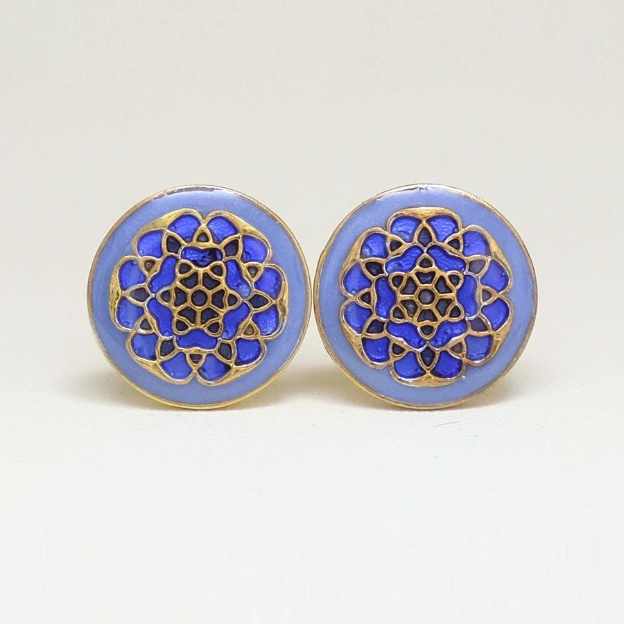 1513955: Blue color Brass metal Cufflinks