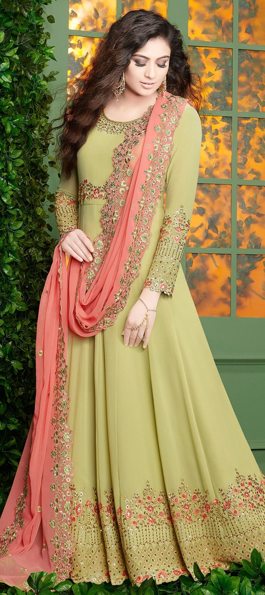 1516899: Mehendi Sangeet Green color Georgette fabric Salwar Kameez
