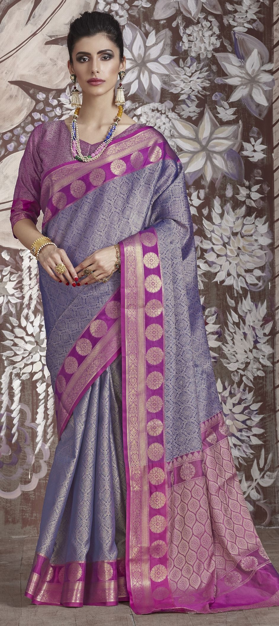 1518441: Traditional Purple and Violet color Banarasi Silk, Silk fabric ...