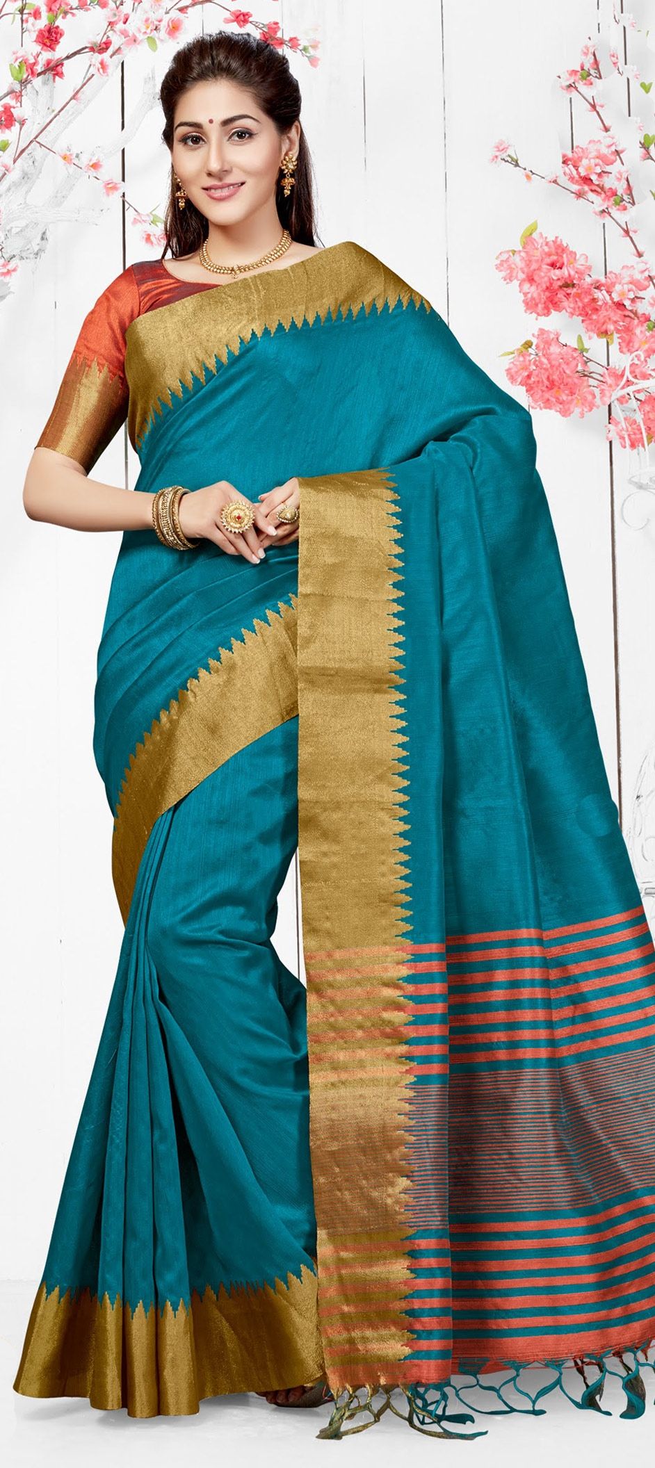 1522291: Traditional Blue color Chanderi Silk, Silk fabric Saree