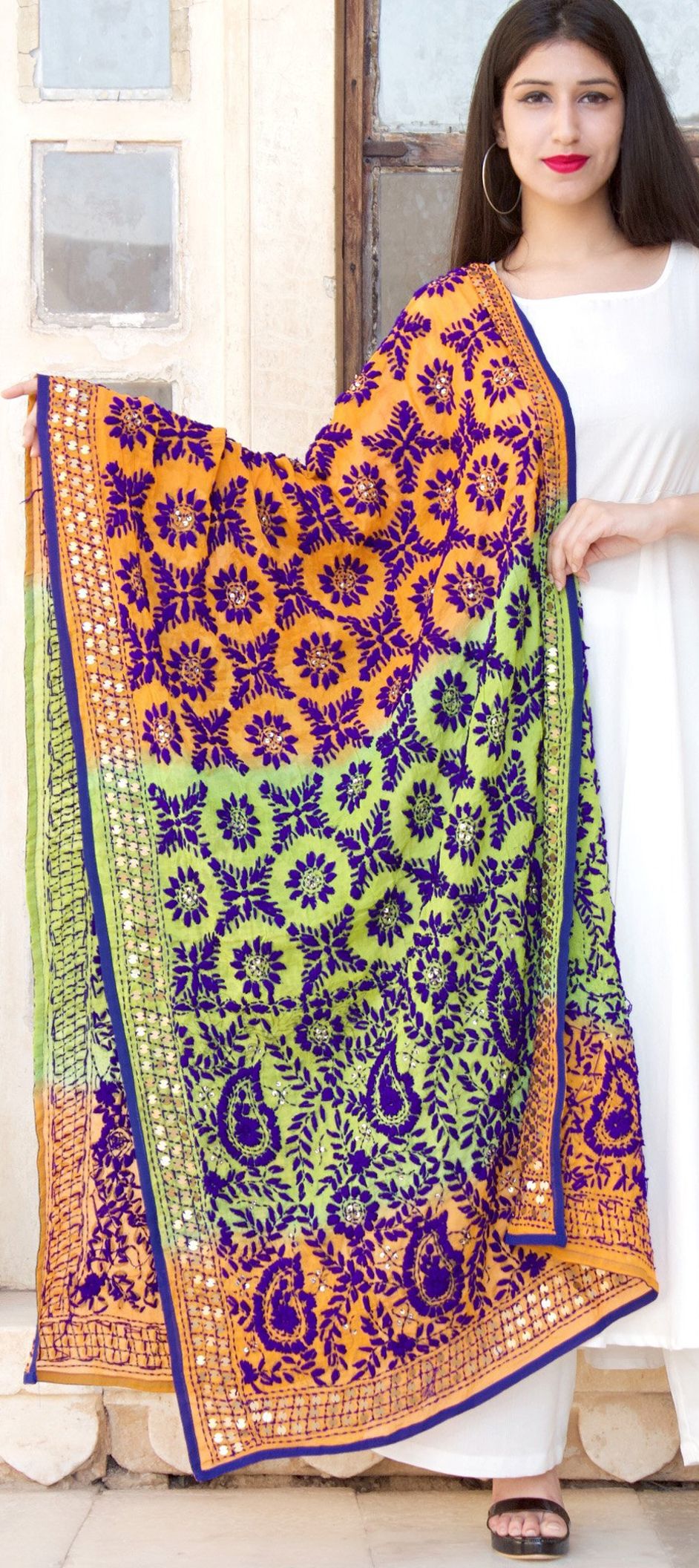 1523399: Casual Multicolor color Silk fabric Dupatta