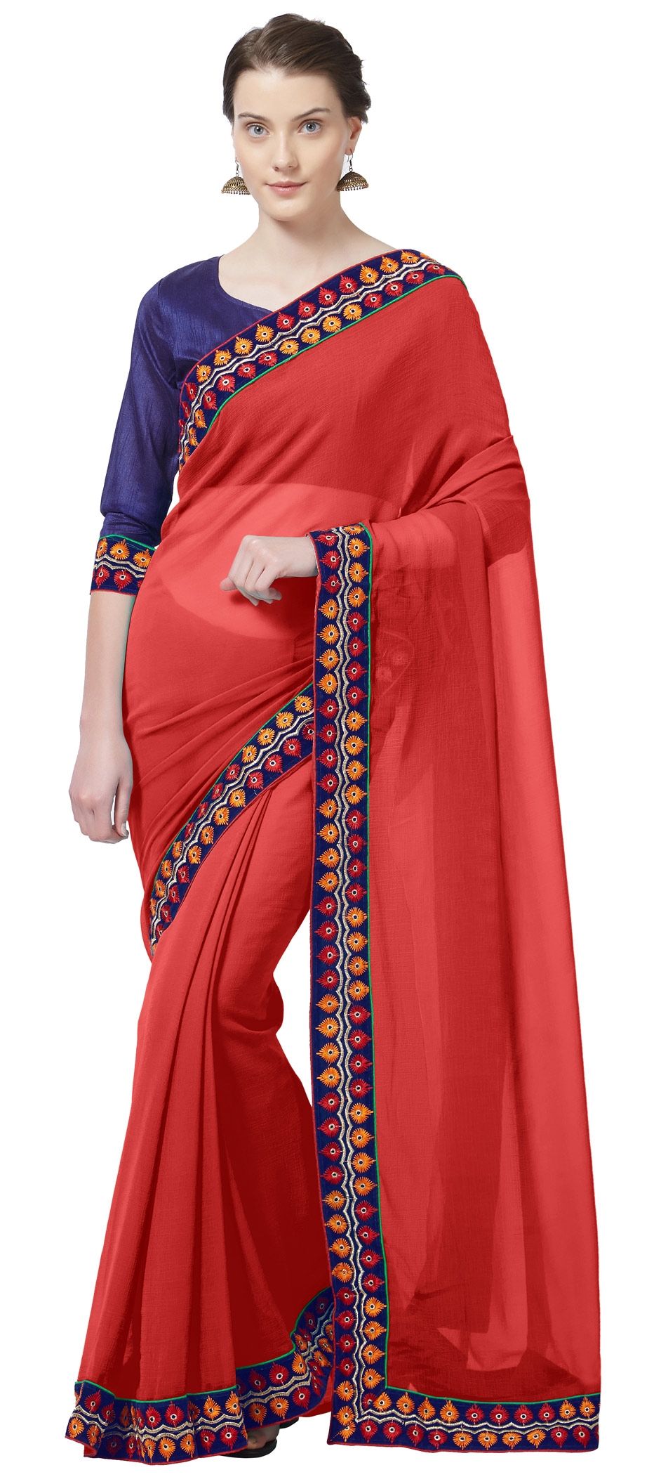 1525734: Designer, Party Wear Red and Maroon color Chiffon fabric Saree