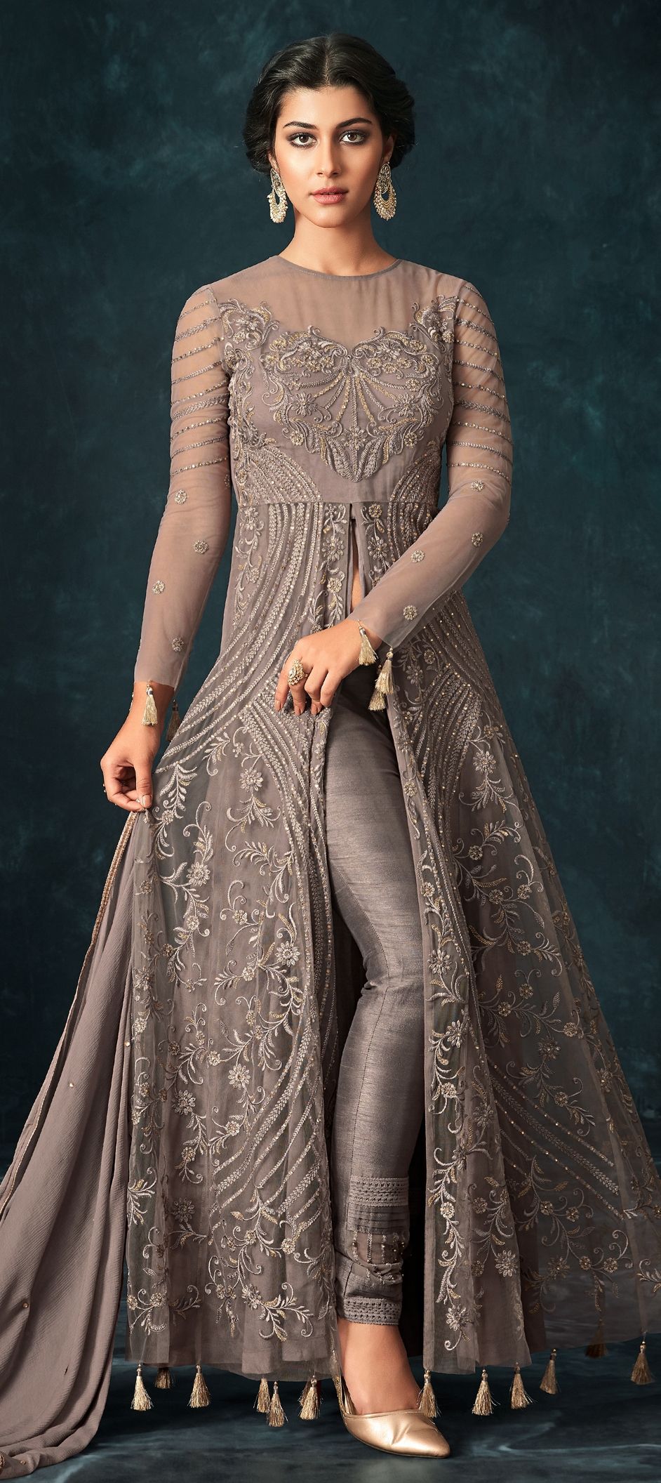1528084: Party Wear Purple and Violet color Net fabric Salwar Kameez