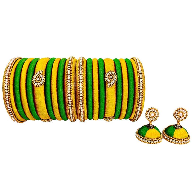 1529929: Green, Yellow color Metal Alloy metal Bangles