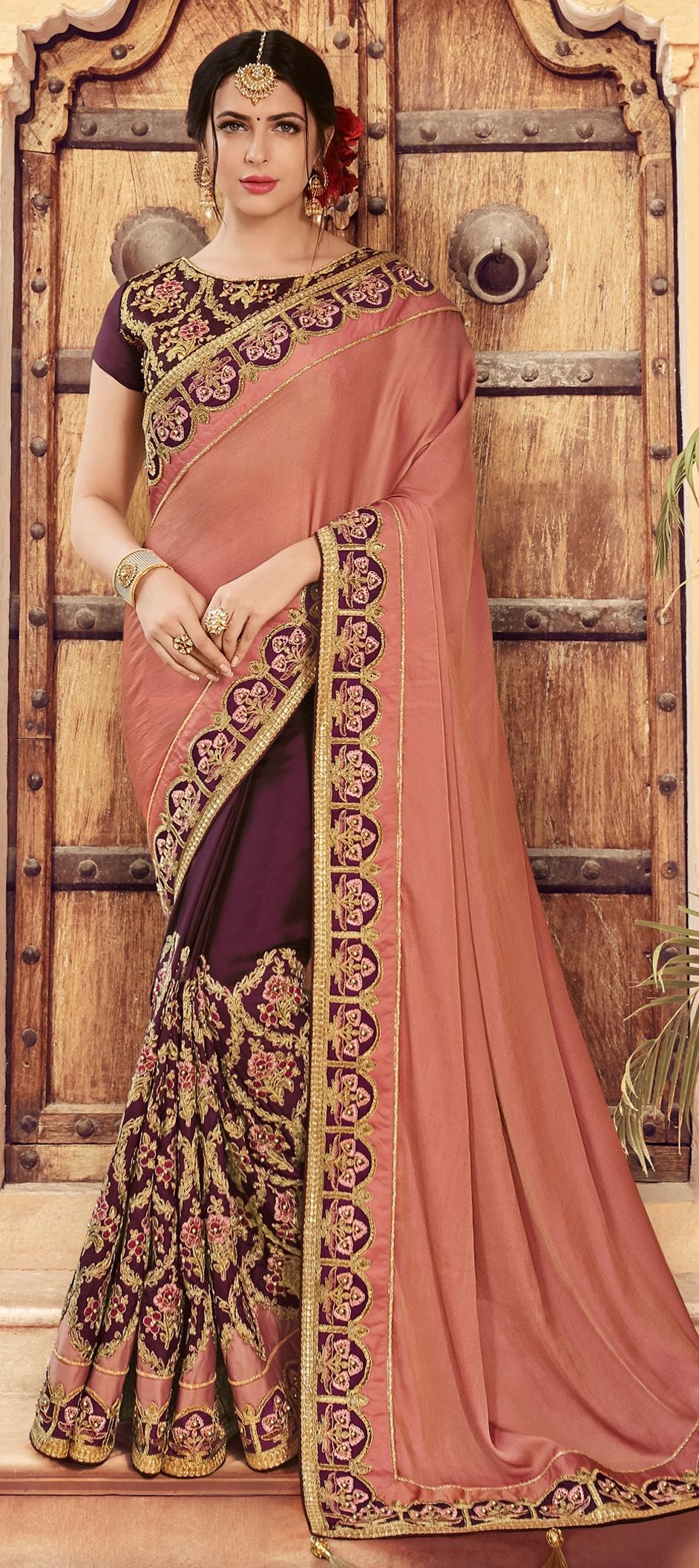 1530693: Traditional Pink and Majenta, Red and Maroon color Satin Silk ...