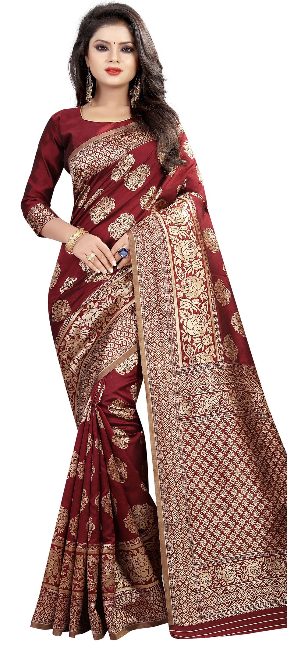 1531955: Traditional Red and Maroon color Art Silk, Silk fabric Saree