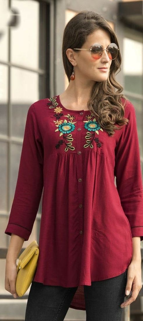 1531960: Casual Red and Maroon color Rayon fabric Tops & Shirts