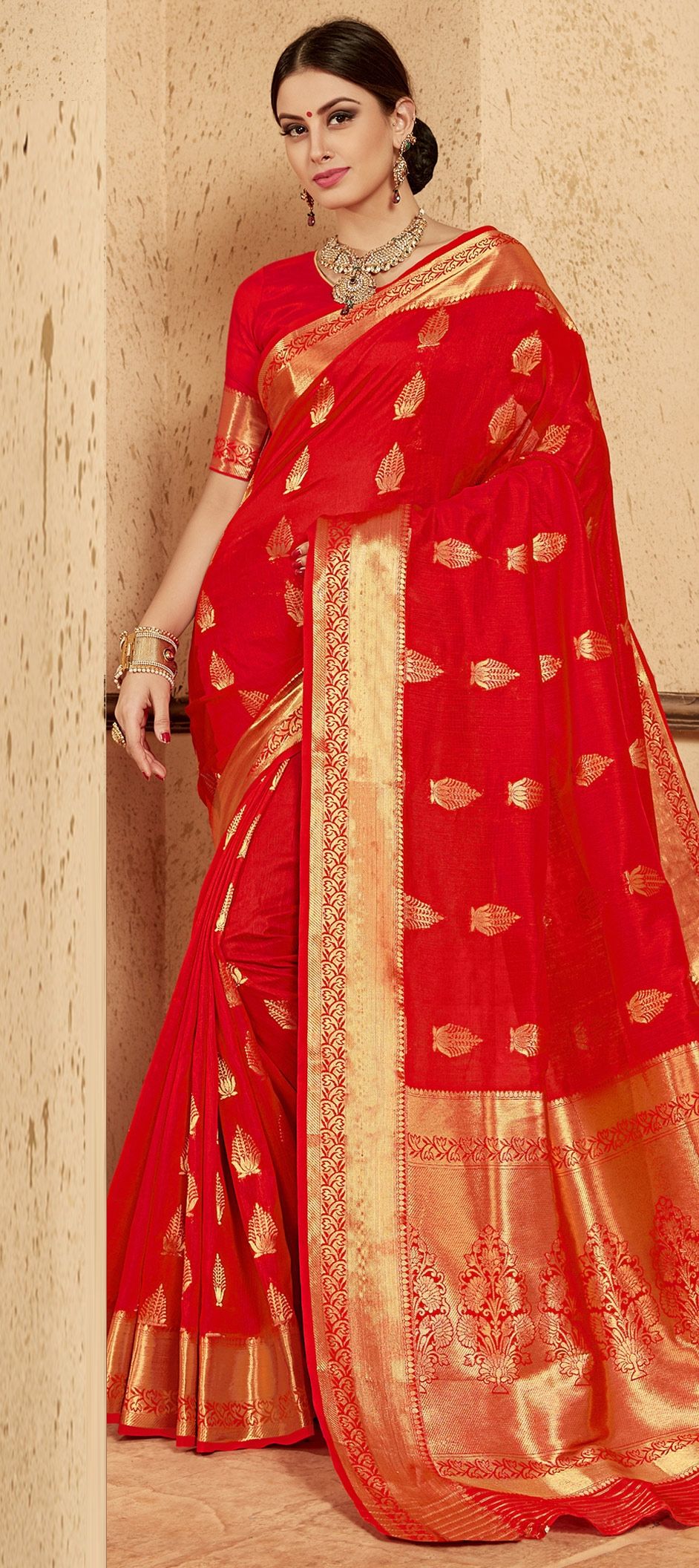 1534906: Festive, Traditional Red and Maroon color Silk, Uppada Silk ...