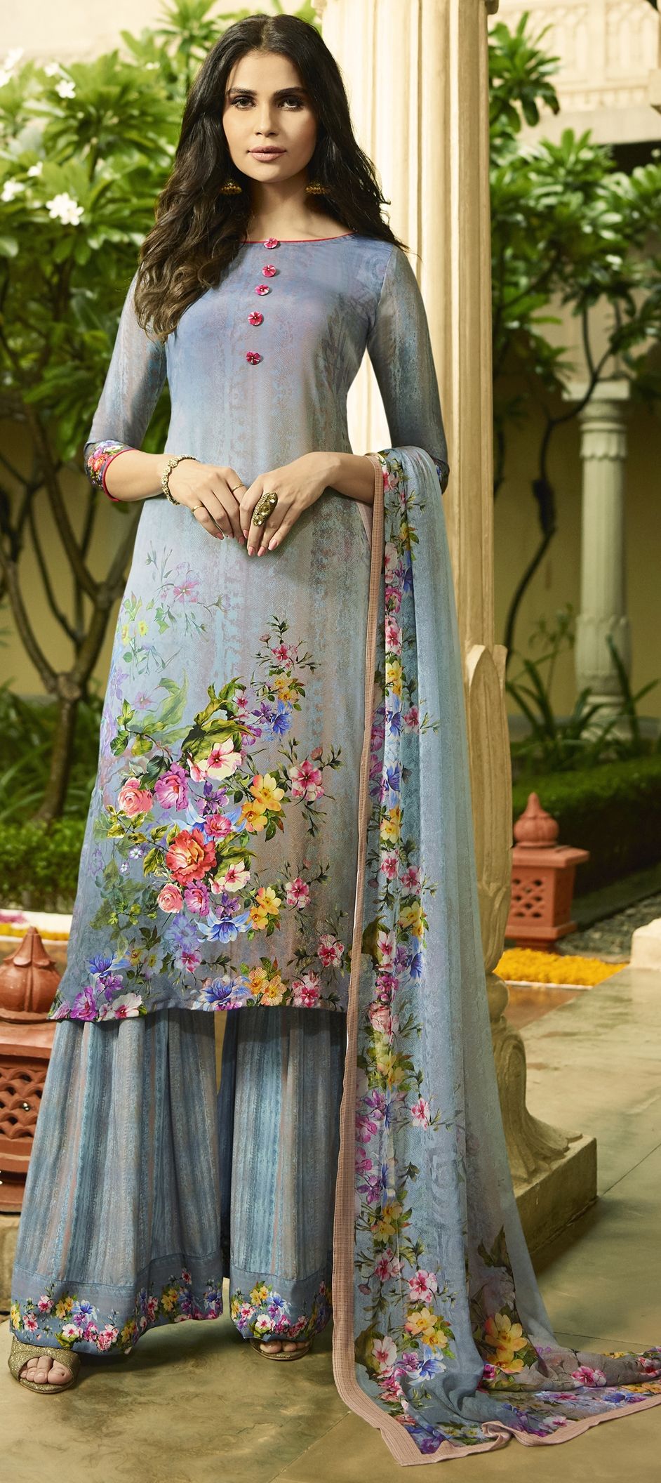 1536569: Casual Blue color Faux Crepe fabric Salwar Kameez