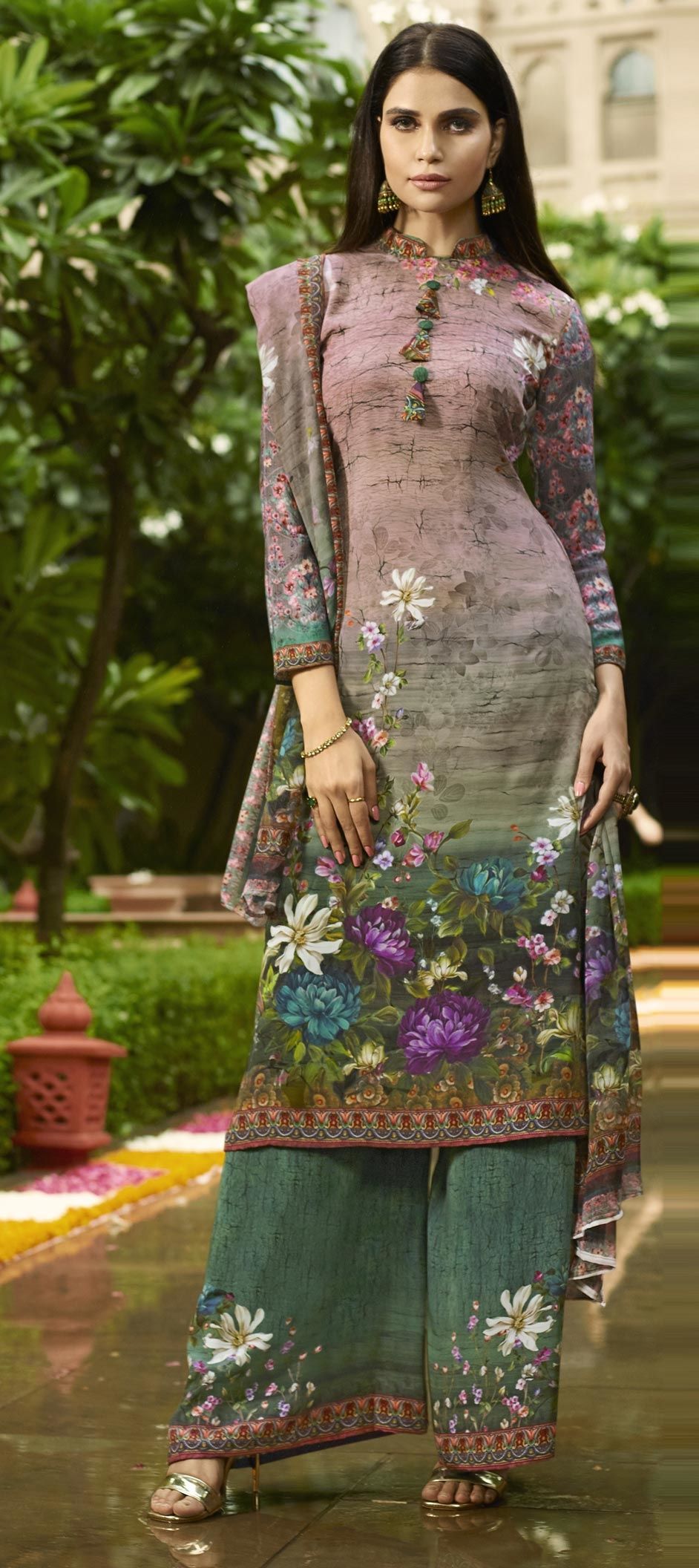 1536579: Casual Multicolor color Faux Crepe fabric Salwar Kameez