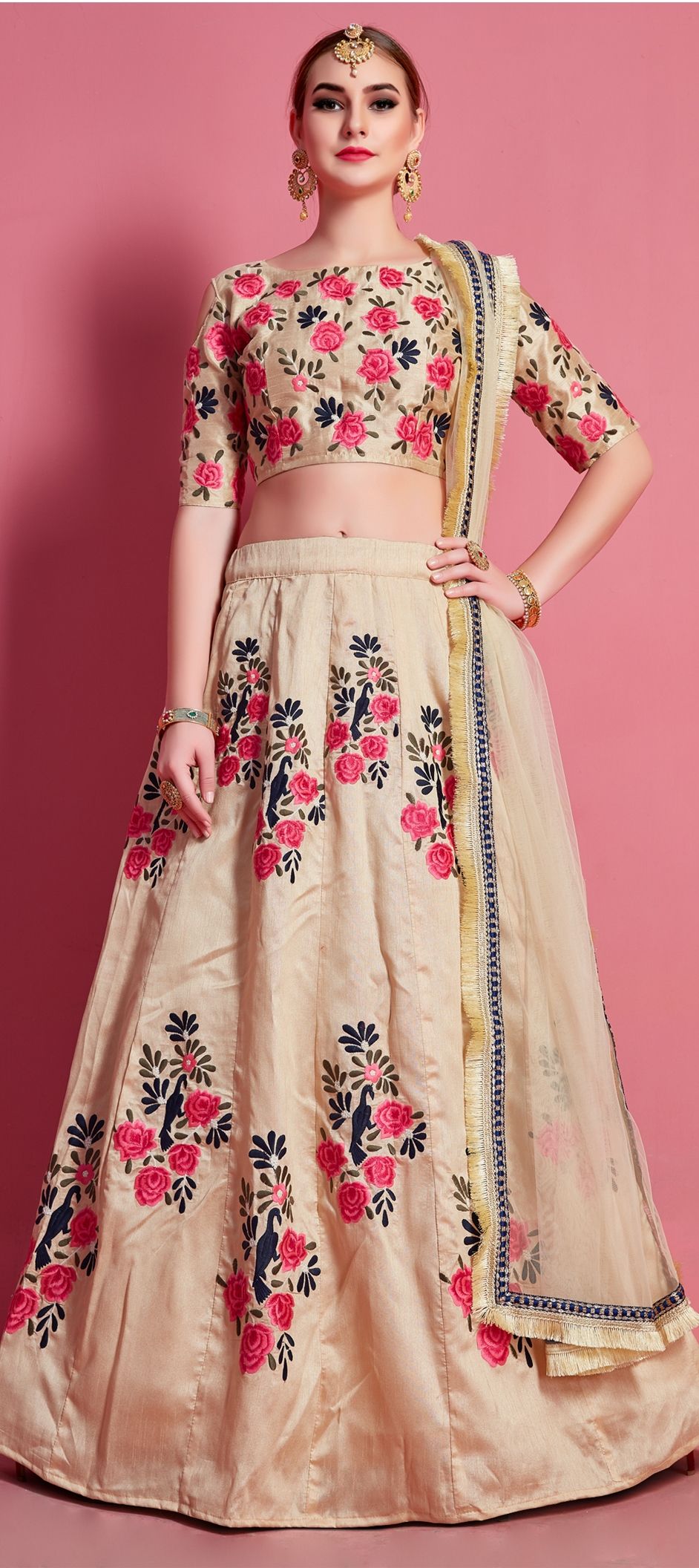 1540651: Mehendi Sangeet Beige and Brown color Art Silk, Silk fabric ...