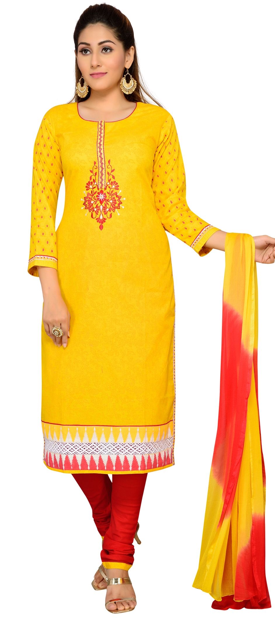 1541951: Party Wear Yellow color Chanderi Silk fabric Salwar Kameez