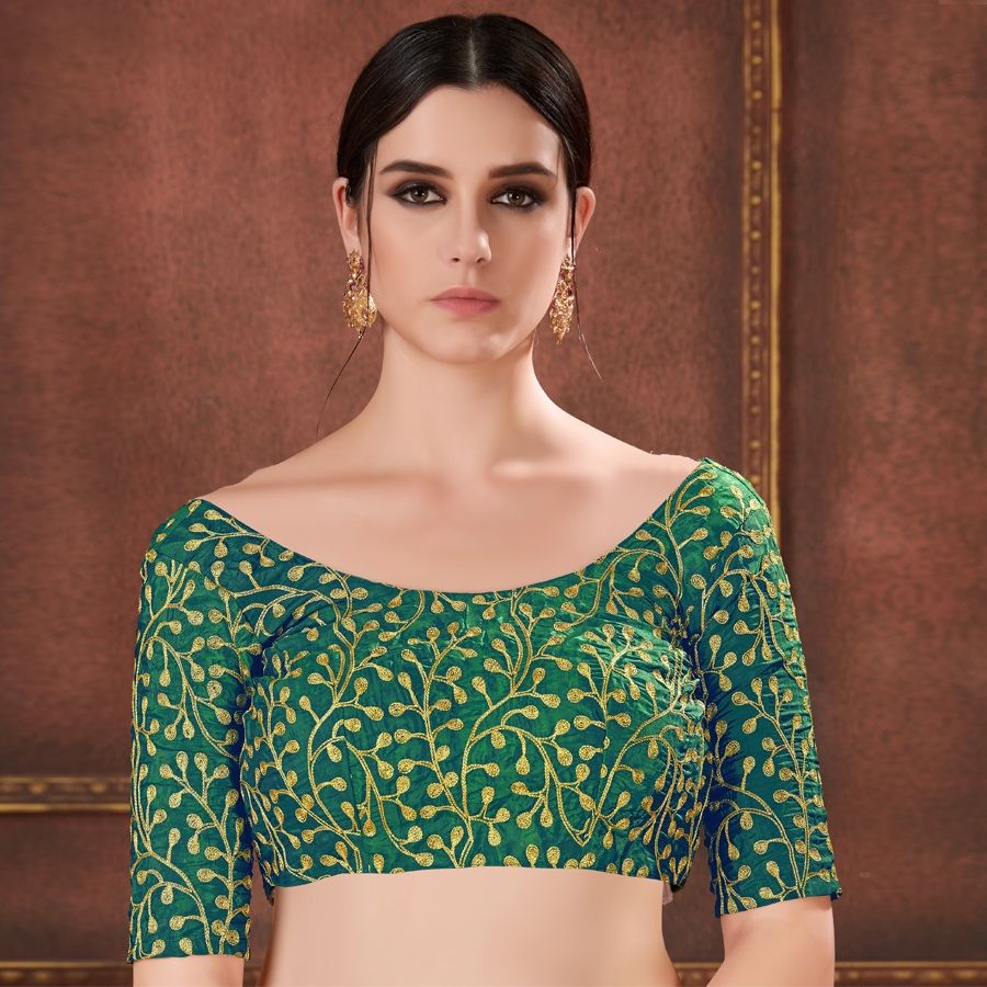 1543718: Green color Two Ton Silk fabric Blouse