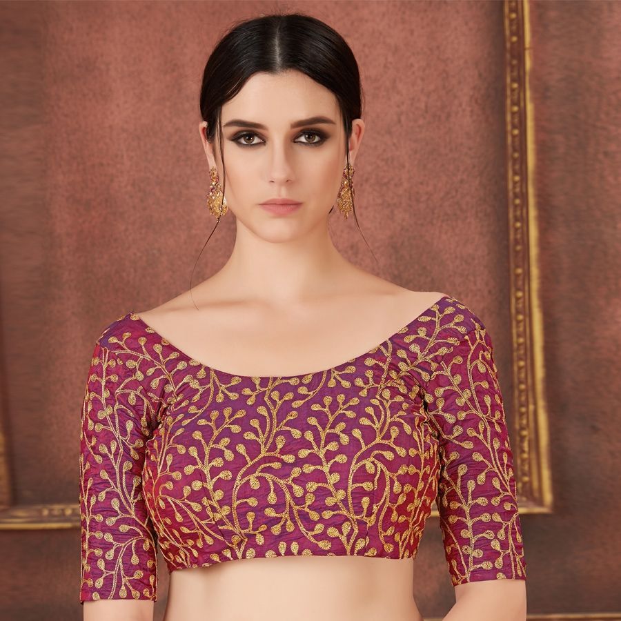 1543721: Red and Maroon color Two Ton Silk fabric Blouse