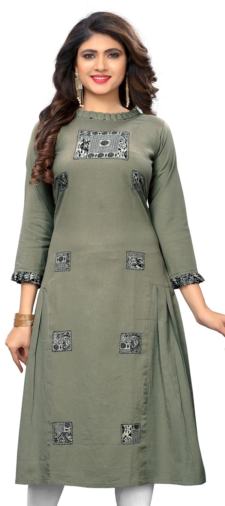 1544449: Casual Black and Grey color Cotton fabric Kurti