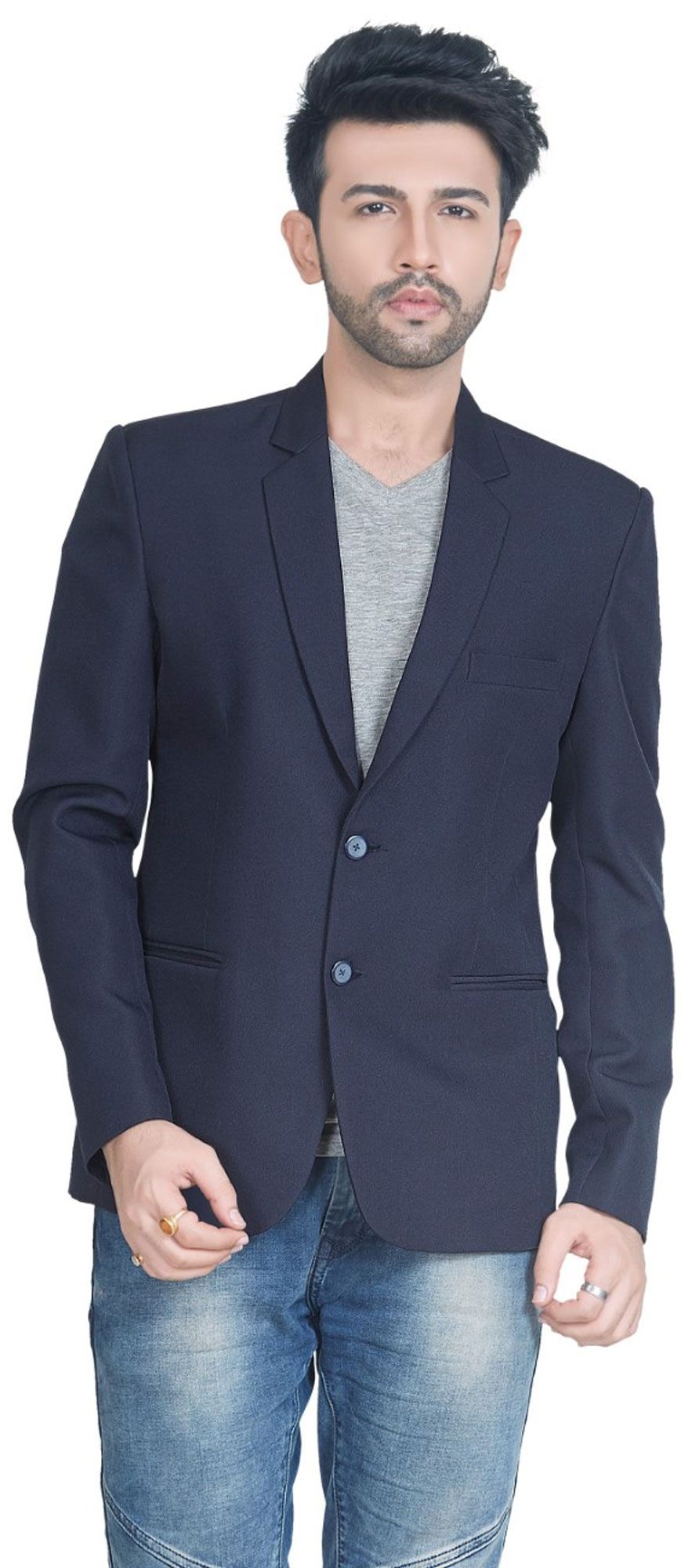 1545395: Blue color Polyester Silk fabric Blazer