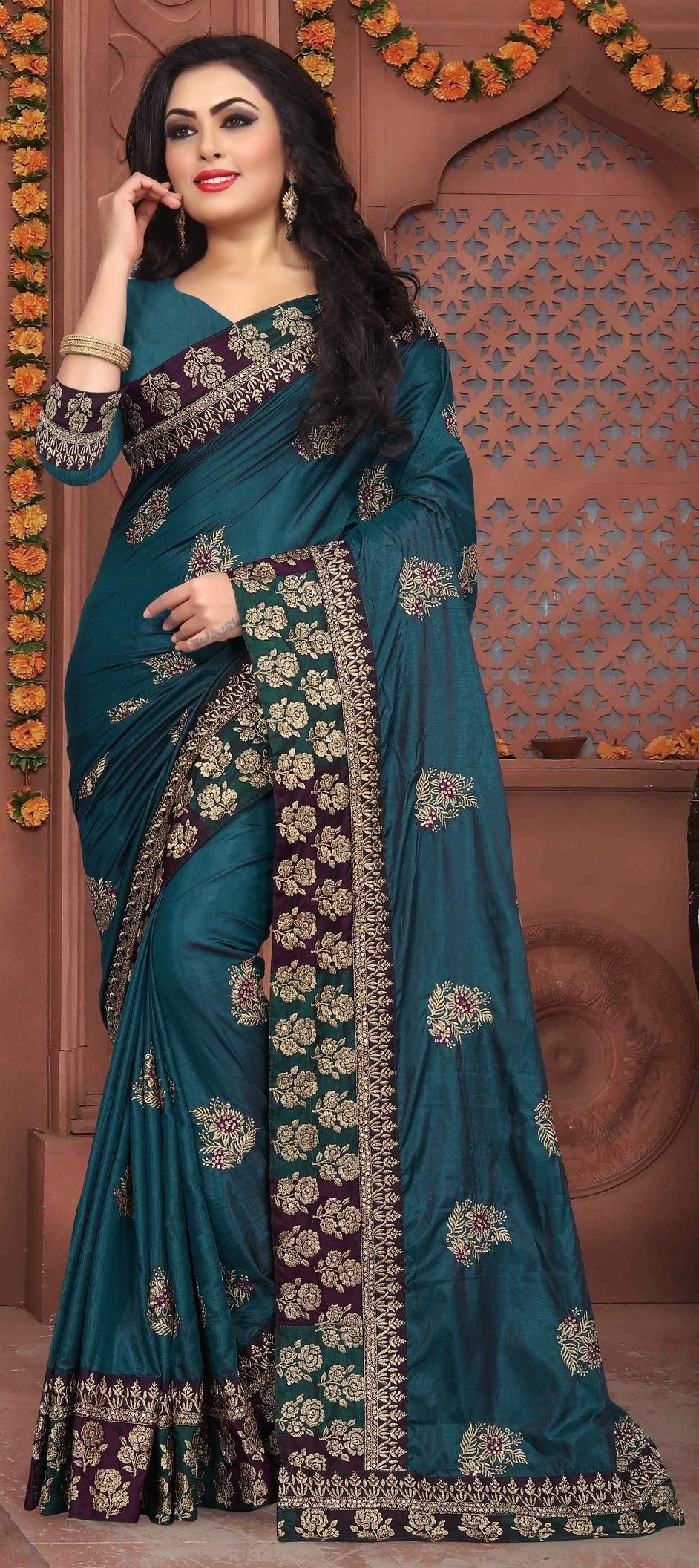 Traditional Blue color Sana Silk, Silk fabric Saree : 1547782