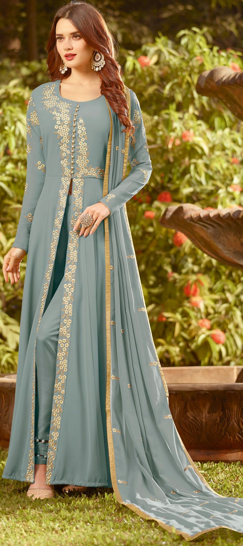 Party Wear Blue color Georgette fabric Salwar Kameez : 1548653