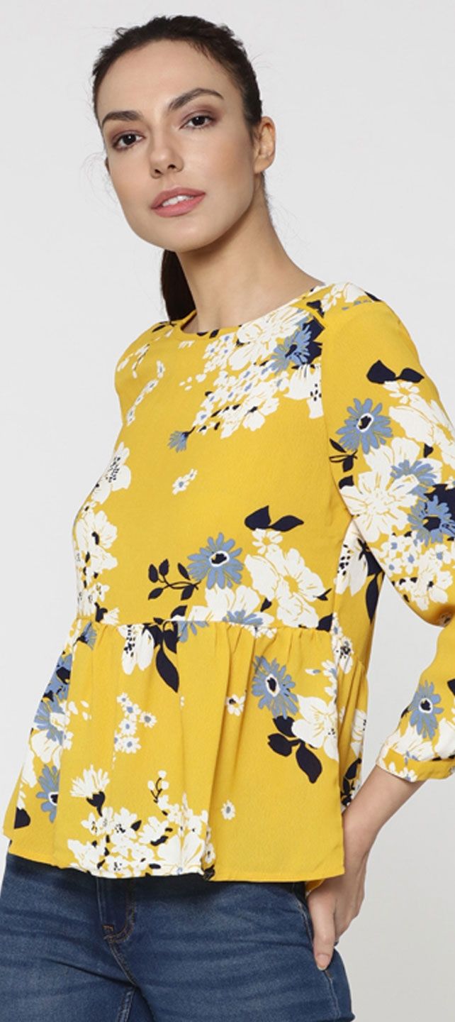 1549661: Casual Yellow color Rayon fabric Tops & Shirts