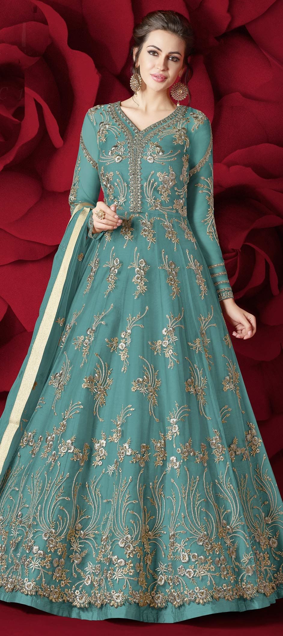 Wedding Blue color Net fabric Salwar Kameez : 1550216