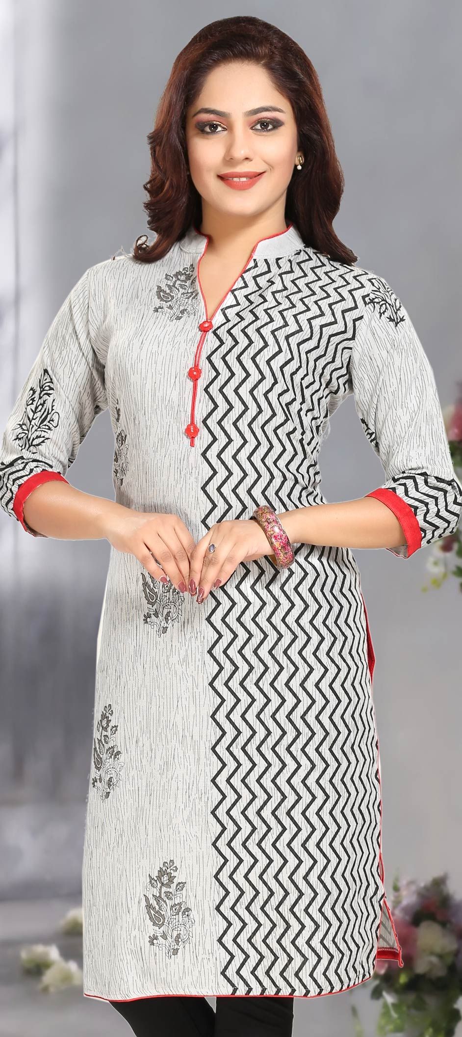 Casual Black and Grey color Cotton fabric Kurti : 1552106